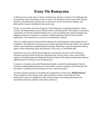 Essay On Ramayana | PDF