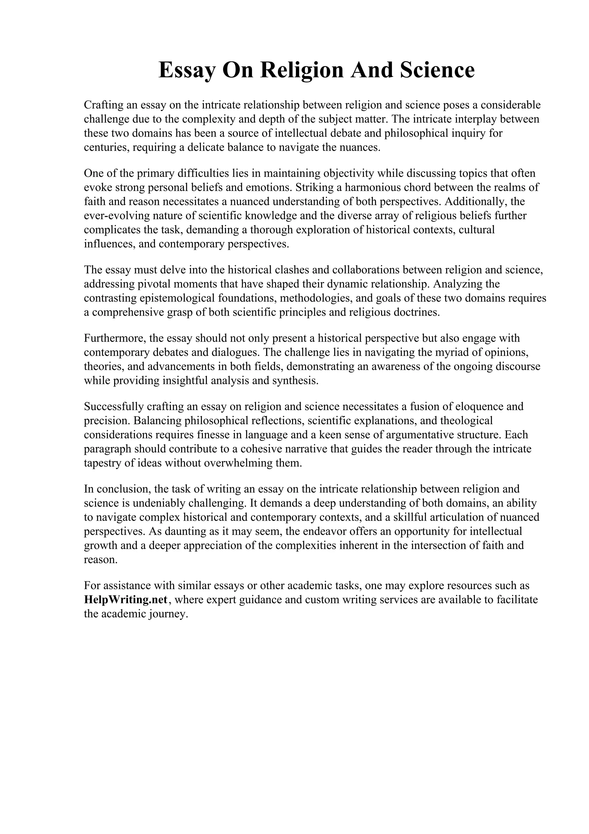 Essay On Religion And Science | PDF