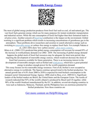 Essay On Renewable Energy | PDF | Power and Energy Industry | Industries