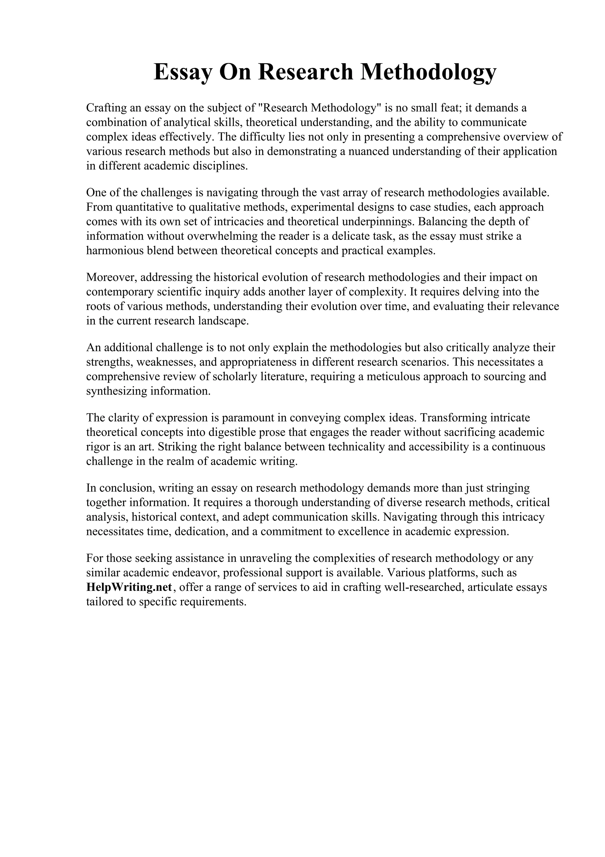 Essay On Research Methodology. methodology sample in research | PDF