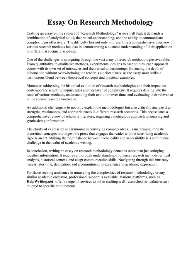 Essay On Research Methodology. methodology sample in research | PDF