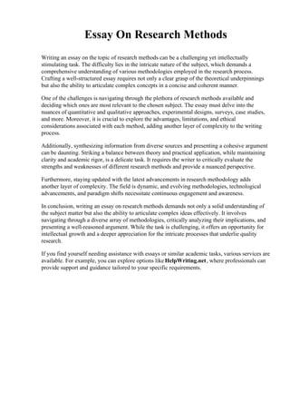 Essay On Research Methods. Ferris State University | PDF