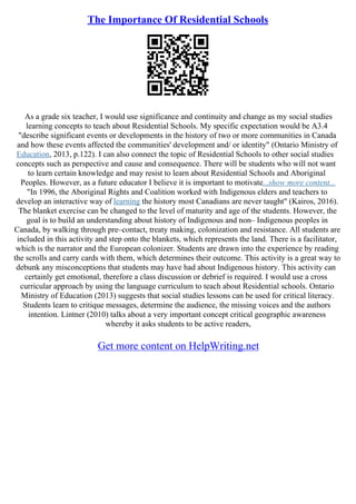 Essay On Residential Schools | PDF | Education