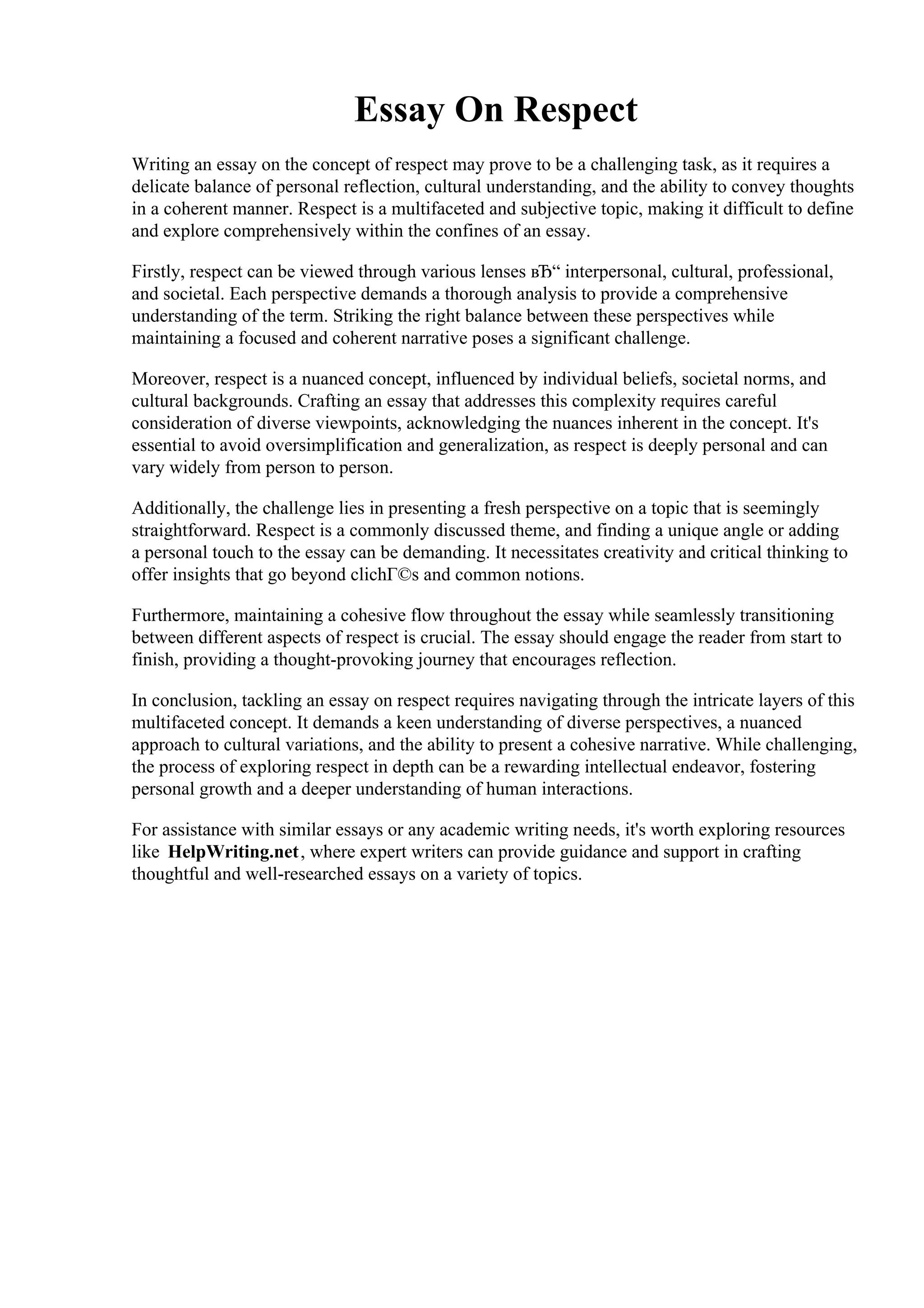 Essay On Respect | PDF