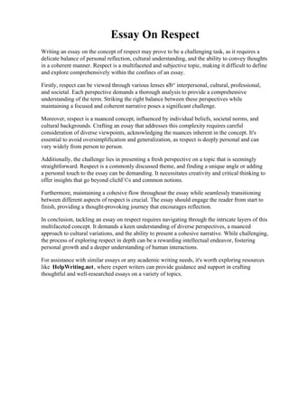 Essay On Respect | PDF