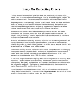Essay On Respecting Others.pdf