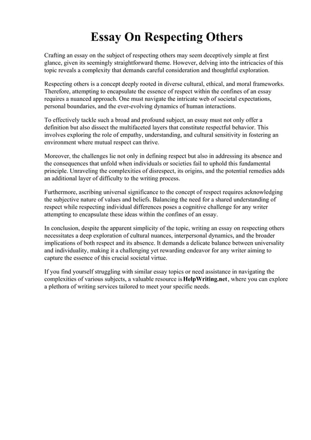 Essay On Respecting Others | PDF