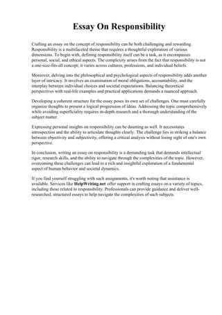 Essay On Responsibility. American Career College | PDF