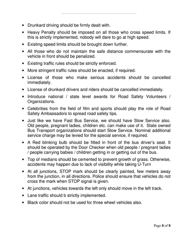 Essay on road safety | PDF