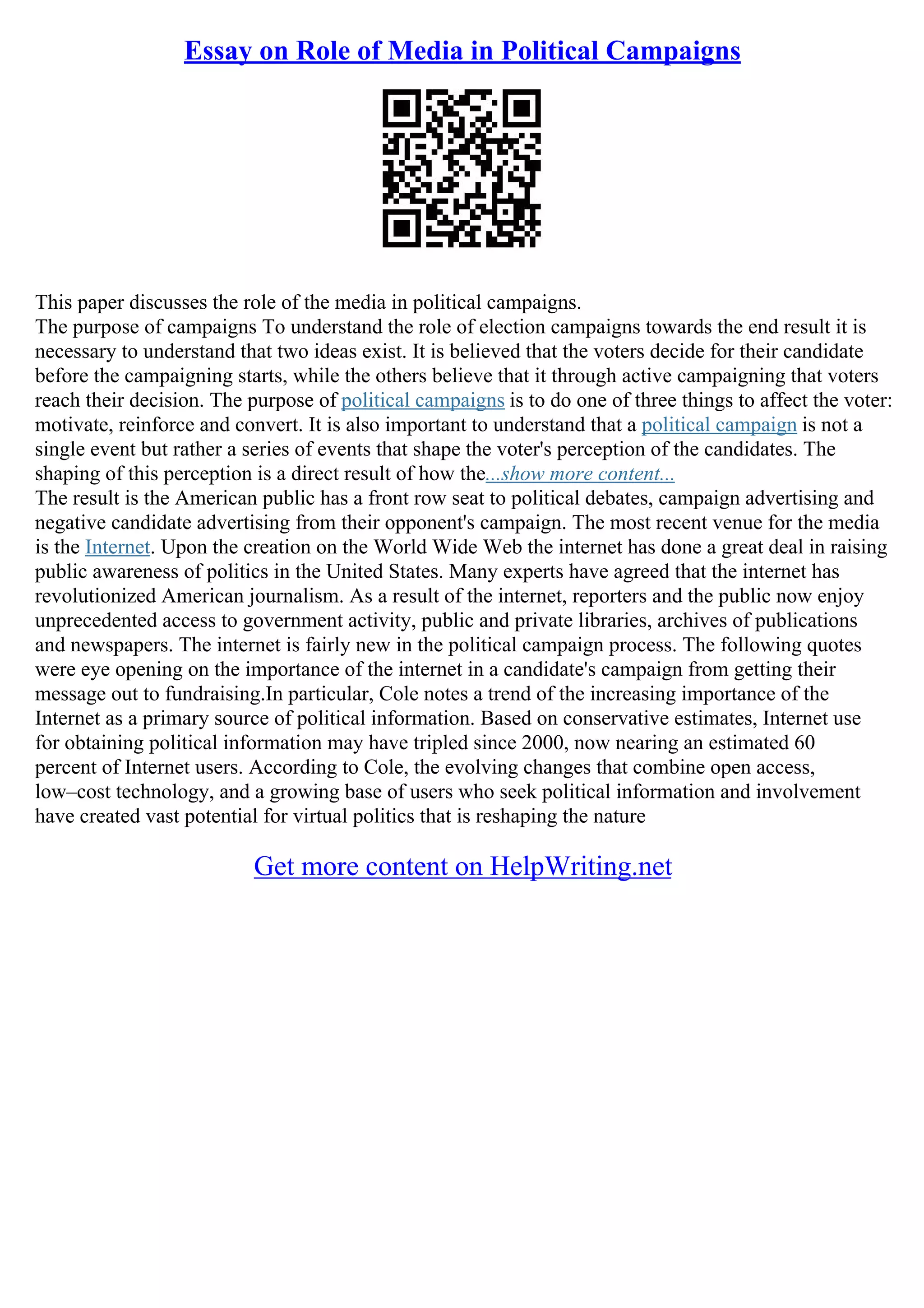 Essay On Role Of Media | PDF