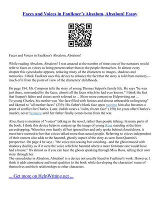 Absalom Absalom Characters