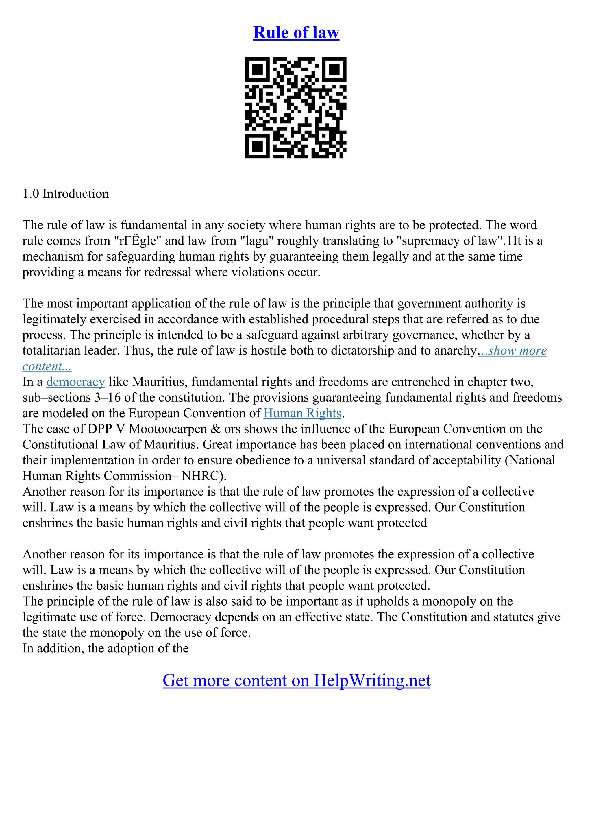 Essay On Rule Of Law | PDF