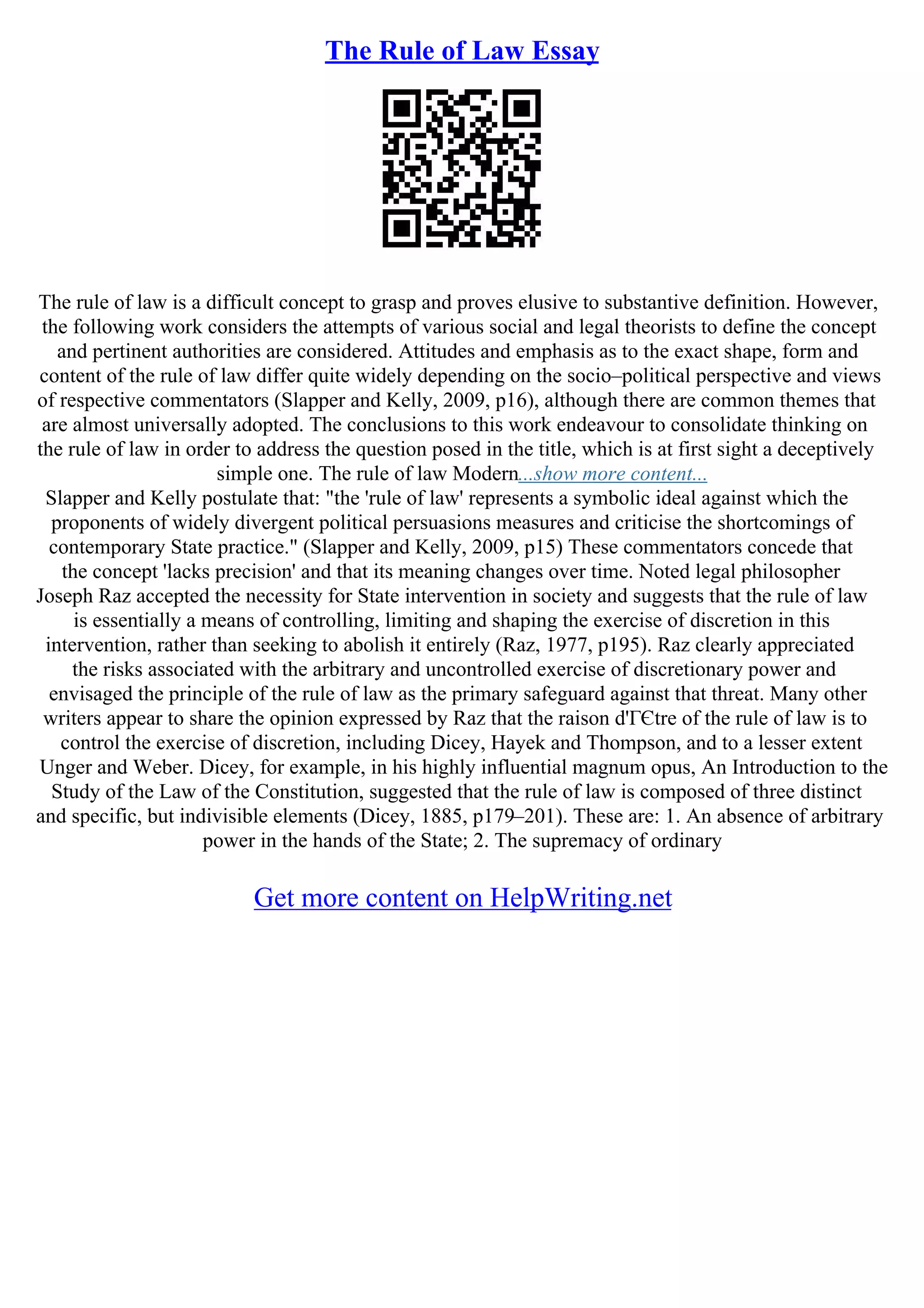 Essay On Rule Of Law | PDF