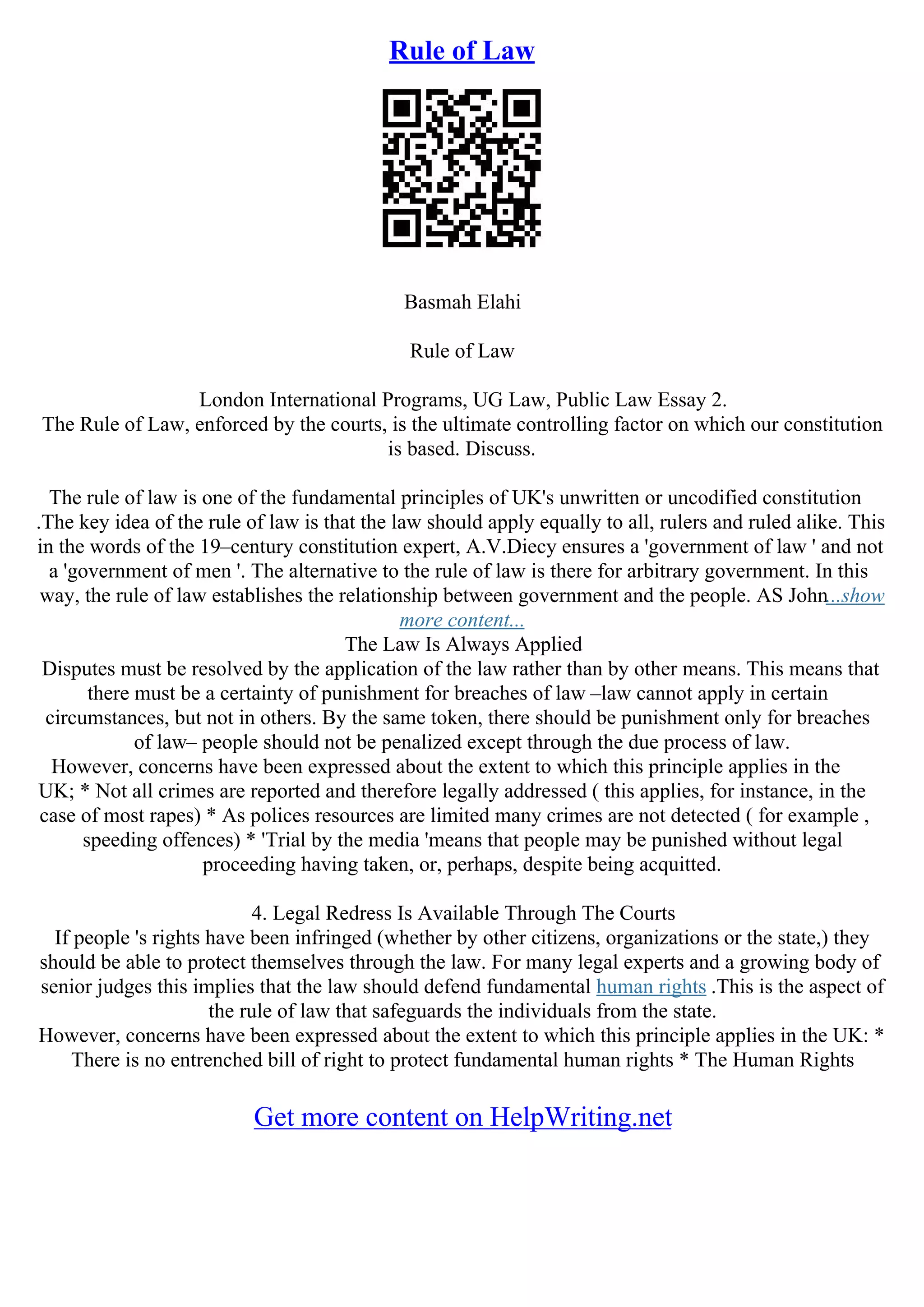 Essay On Rule Of Law | PDF