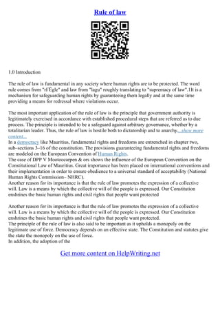 Essay On Rule Of Law | PDF