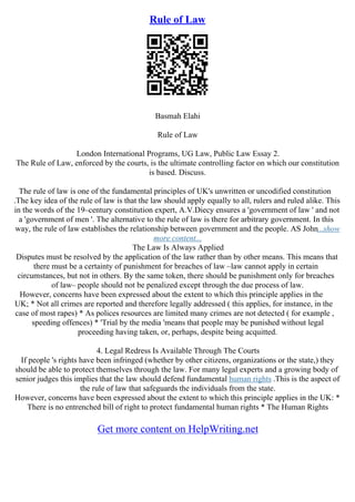 Essay On Rule Of Law | PDF