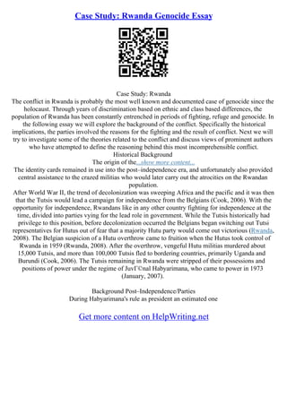 Essay On Rwanda Genocide | PDF | Death, Injury, or Military Conflict ...