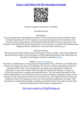 Essay On Rwanda Genocide | PDF | Death, Injury, or Military Conflict ...