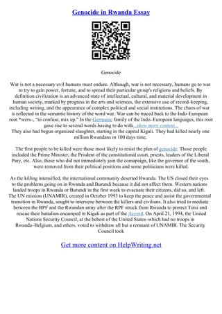 Essay On Rwanda Genocide | PDF | Death, Injury, or Military Conflict ...