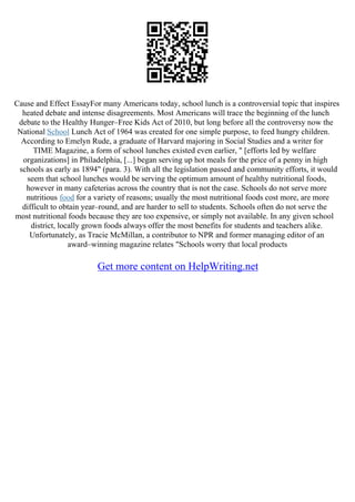 Essay On School Lunches | PDF | Nutrition | Healthy Living