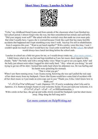 Essay On School Lunches | PDF