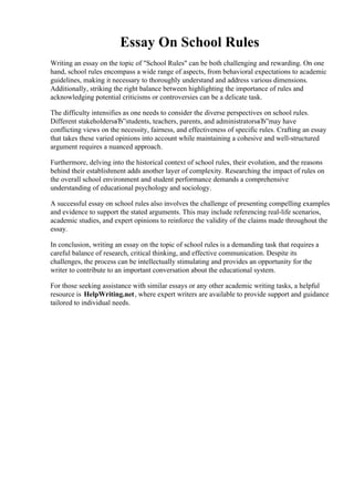 Essay On School Rules | PDF