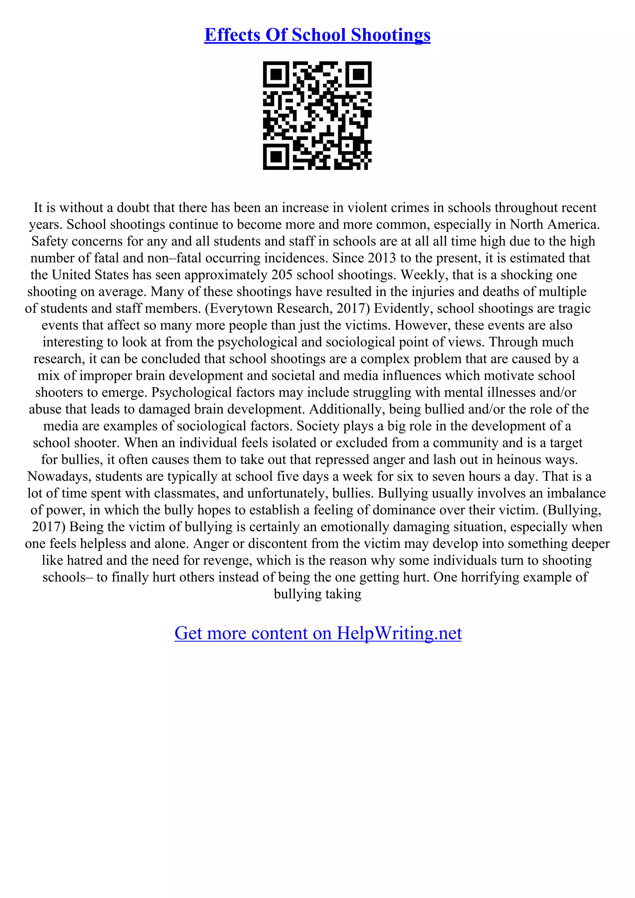 Essay On School Shootings | PDF