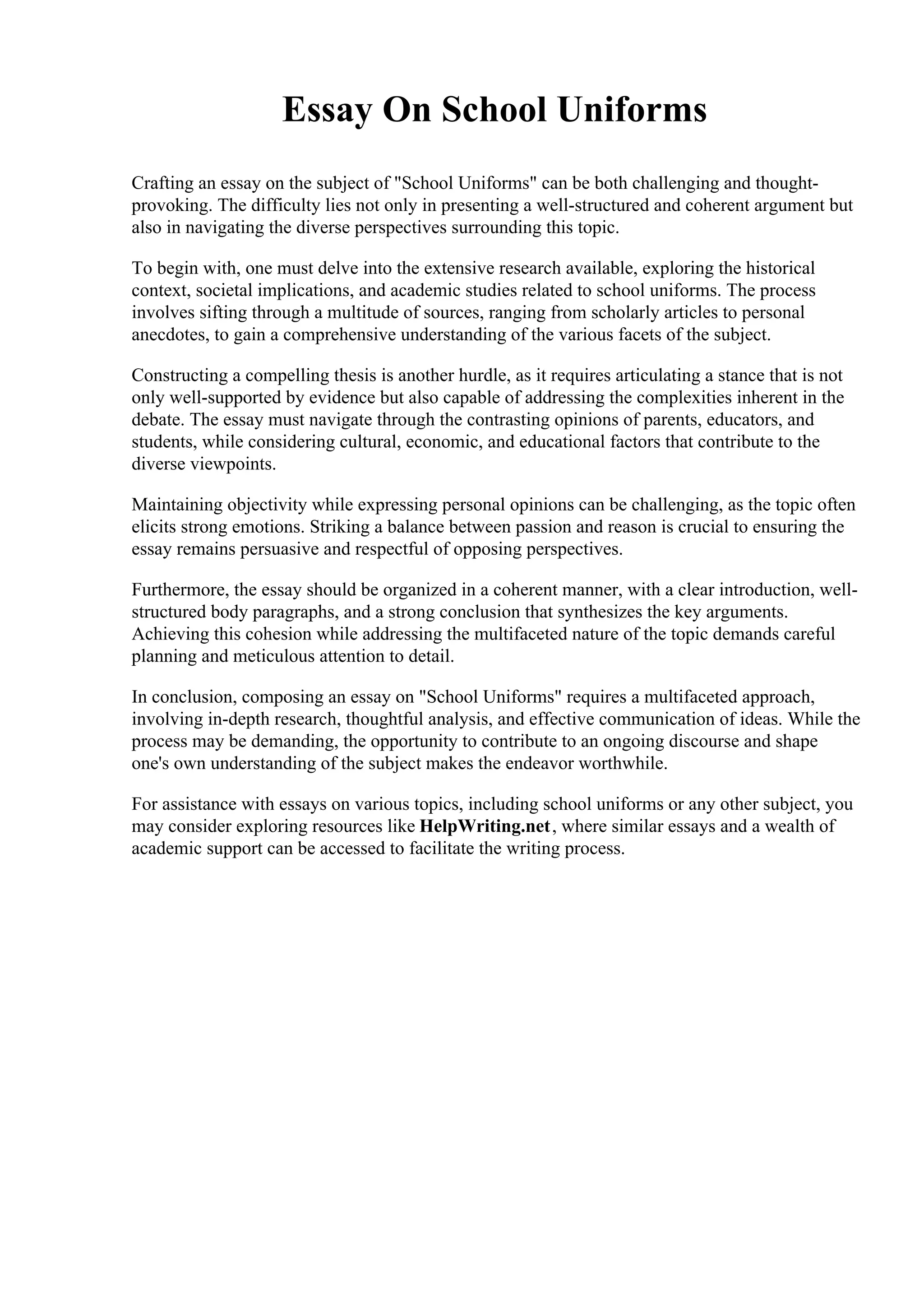 Essay On School Uniforms.pdf