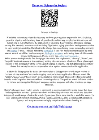 Essay On Science | PDF | Biological Sciences | Science