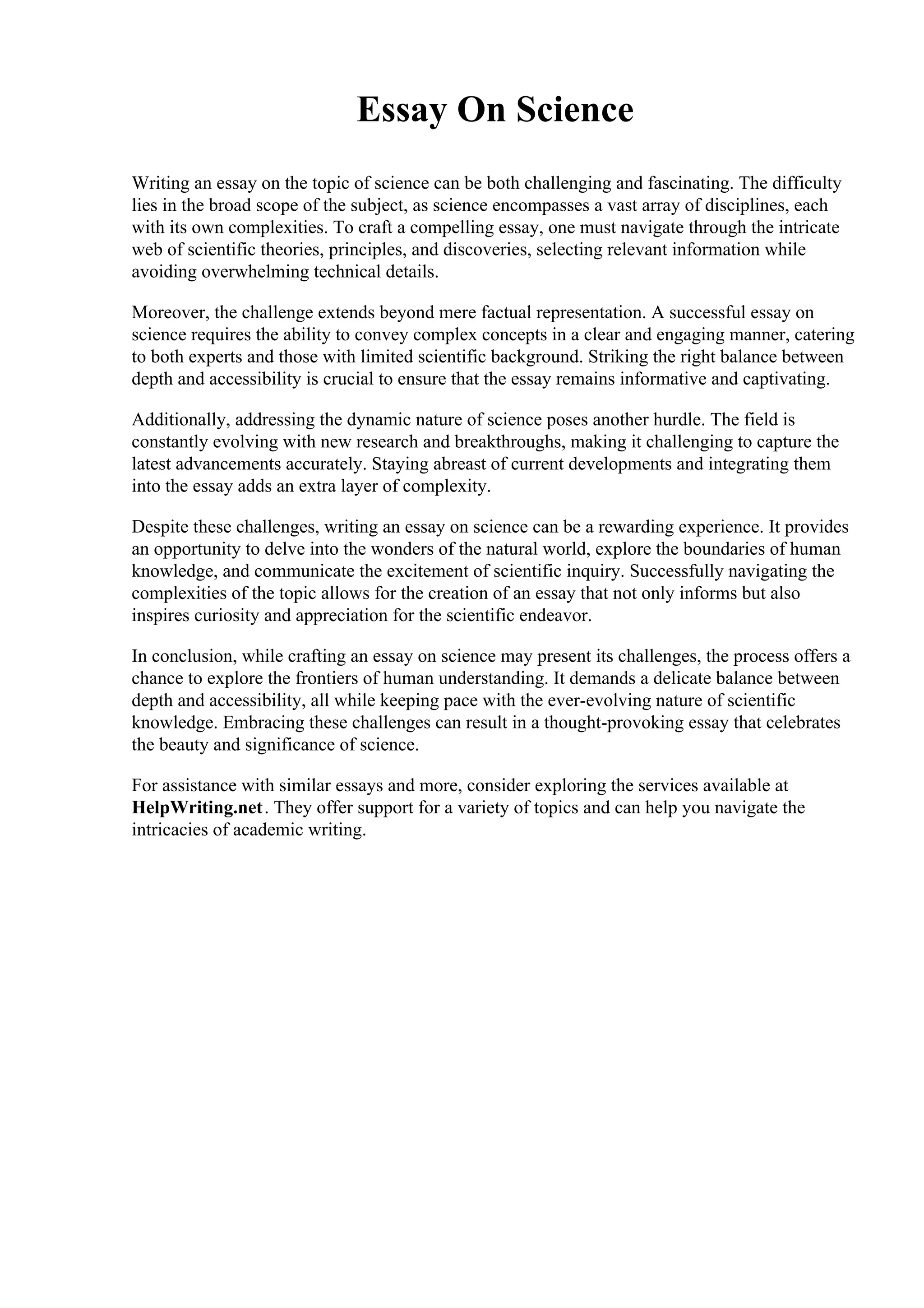 Essay On Science. Hondros College of Nursing | PDF