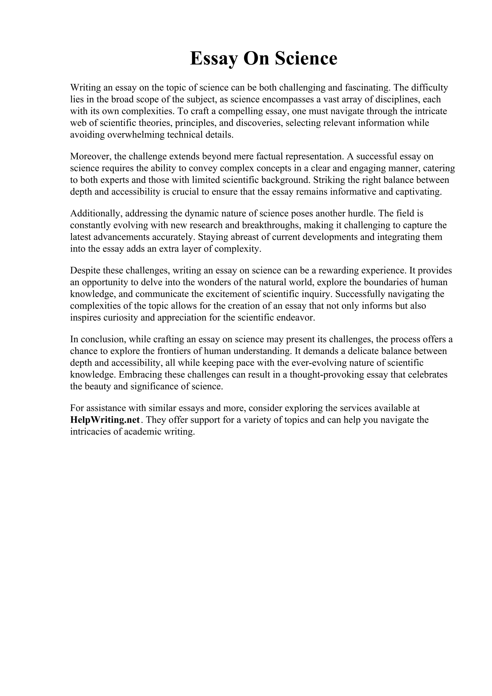 Essay On Science. Essay on Science in Everyday Life in English 500 ...