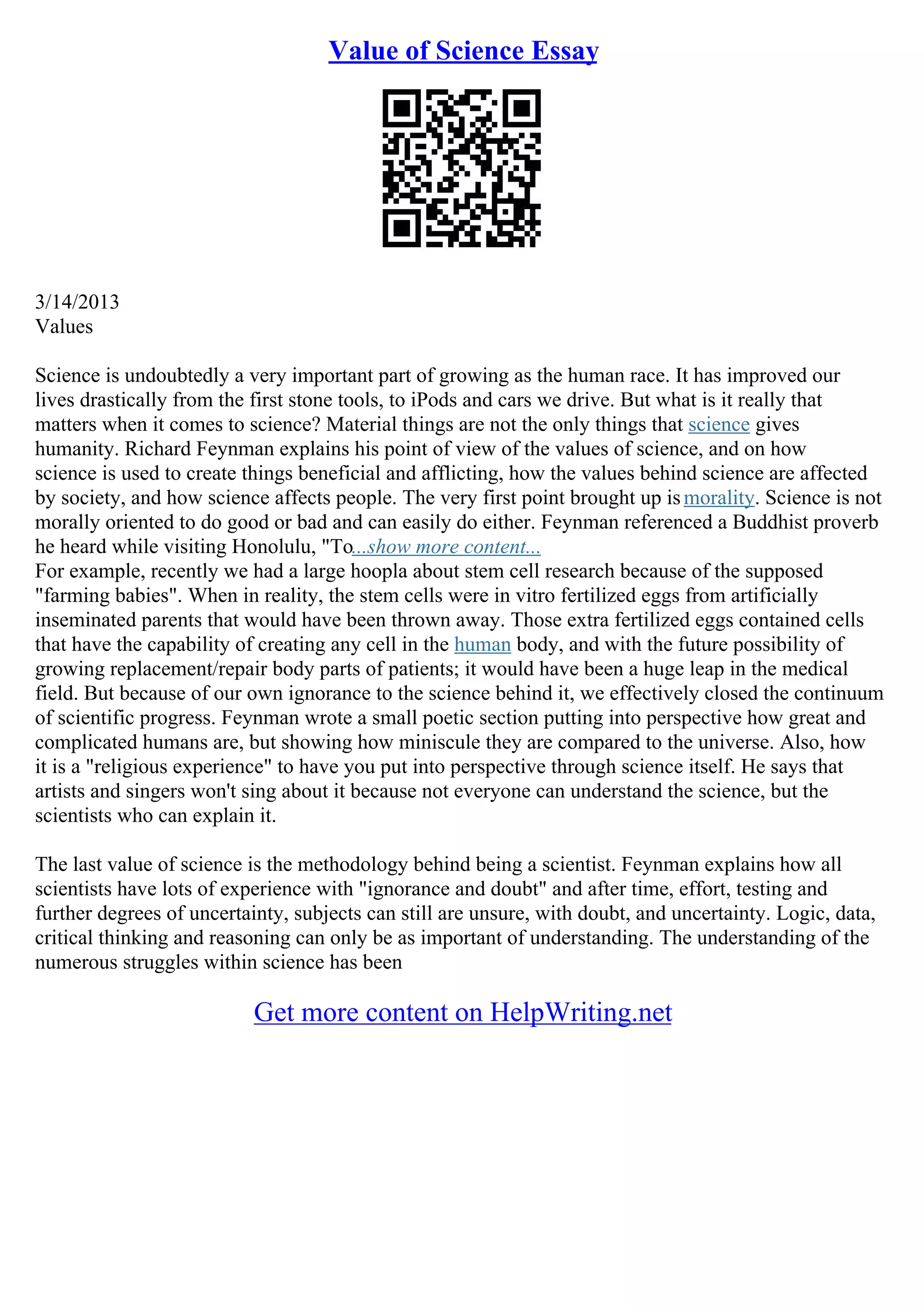 Essay On Science And Society | PDF