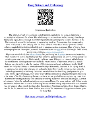 Essay On Science And Technology | PDF