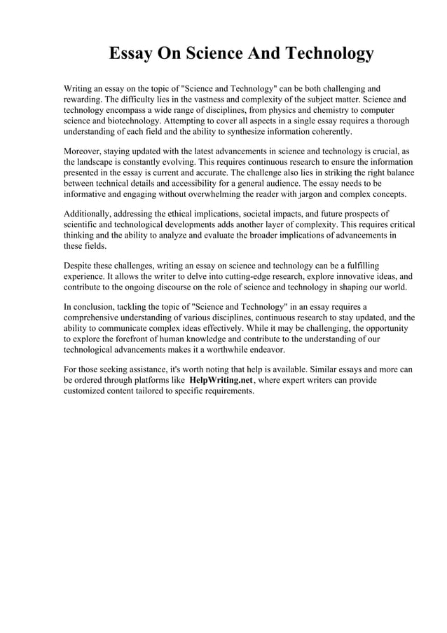 Essay On Science And Technology.pdf | Science