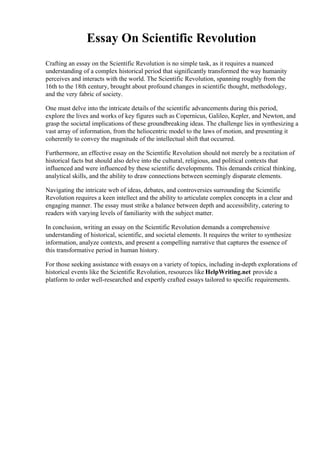 Essay On Scientific Revolution. Hudson Valley Community College | PDF