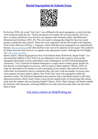 Essay On Segregation | PDF