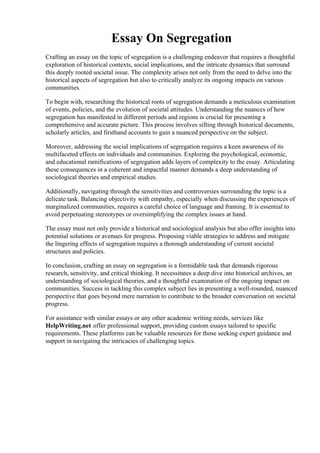 Essay On Segregation | PDF