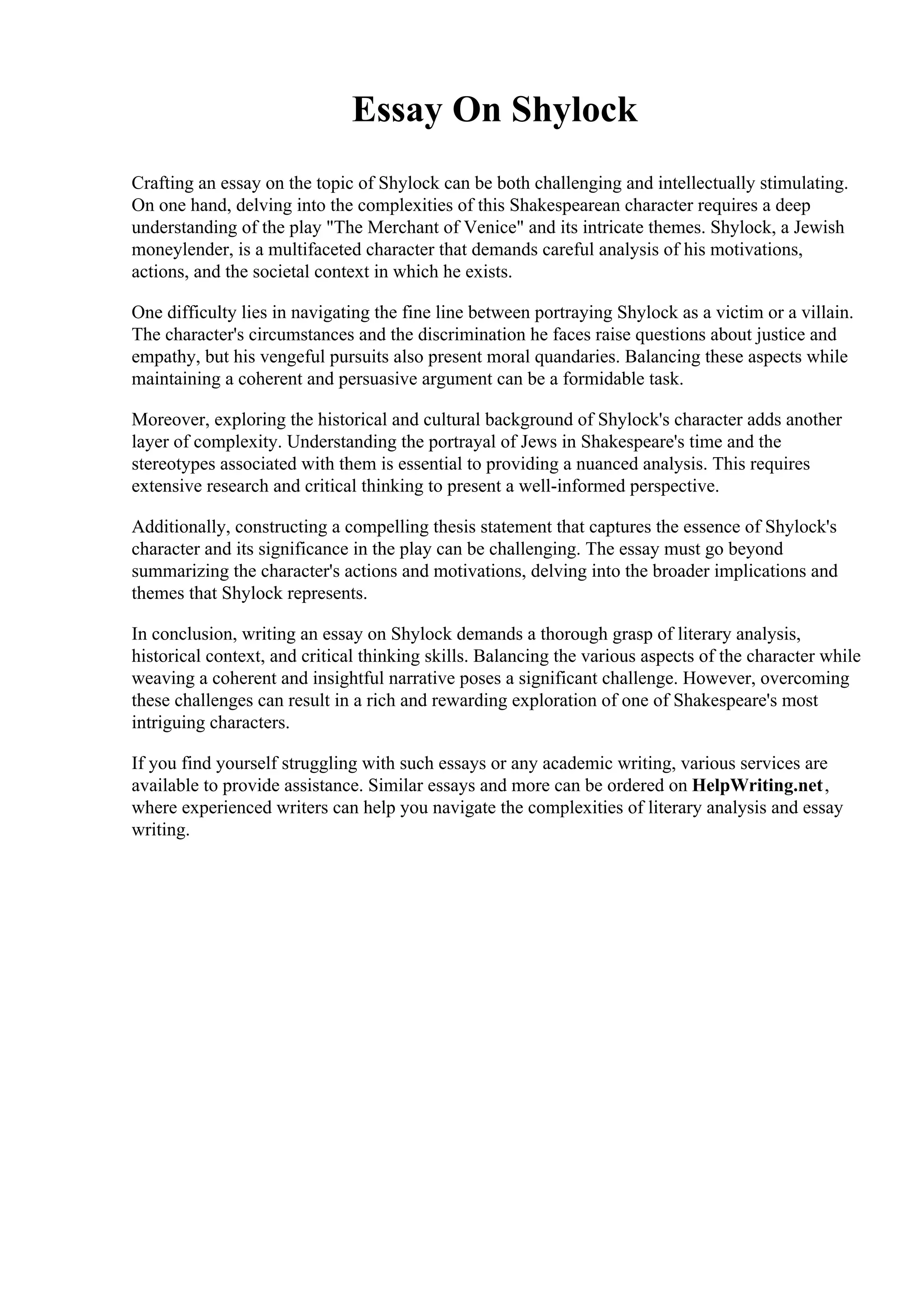 Essay On Shylock.pdf