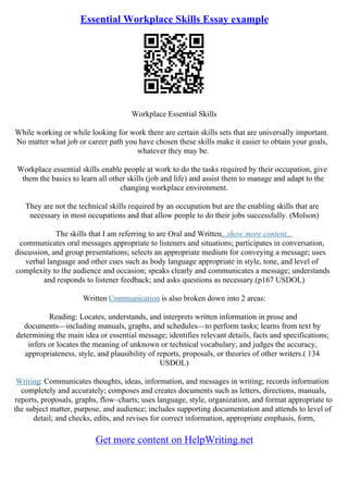 Essay On Skills | PDF