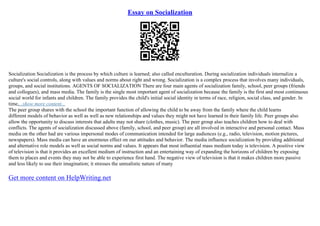 Essay On Socialization | PDF
