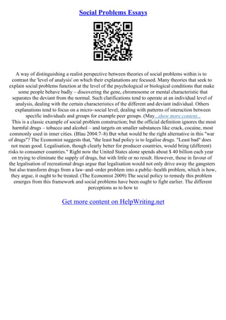 Essay On Social Problems | PDF