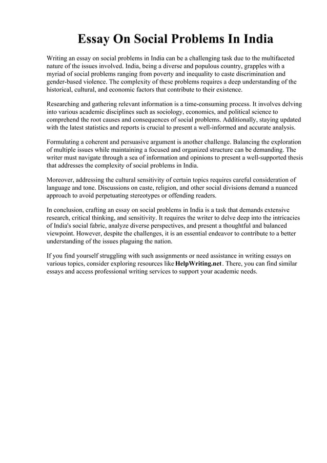 Essay On Social Problems In India | PDF | Business | Business and Finance