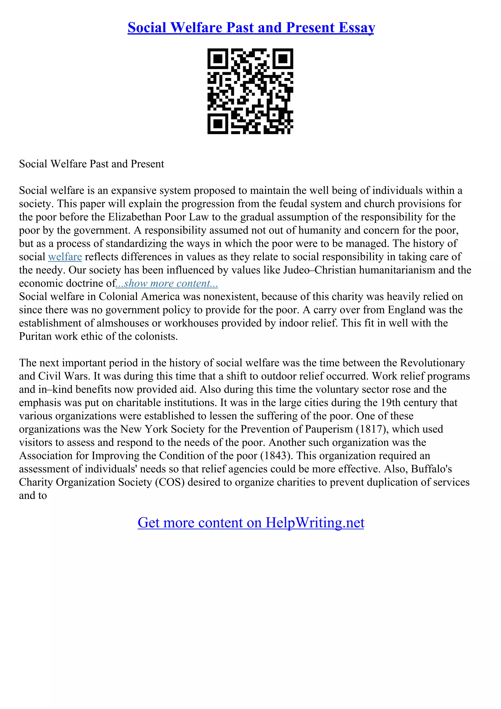 Essay On Social Welfare | PDF