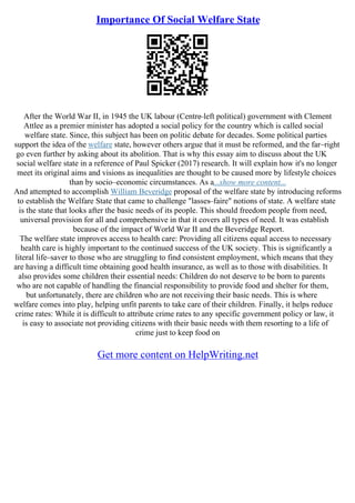 Essay On Social Welfare | PDF