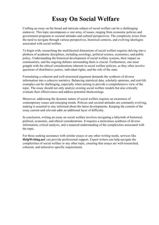 Essay On Social Welfare. social-welfare-administration | PDF