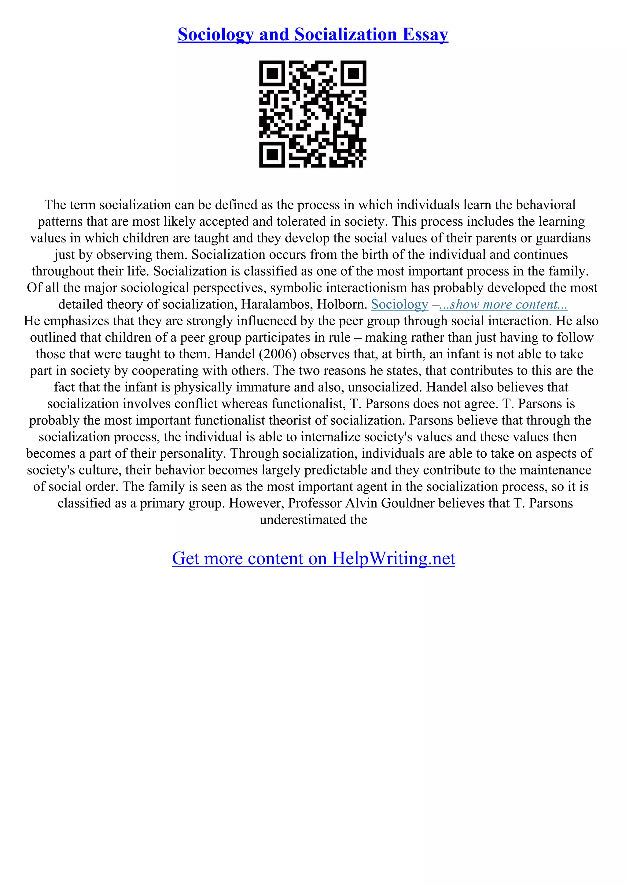 Essay On Sociology | PDF