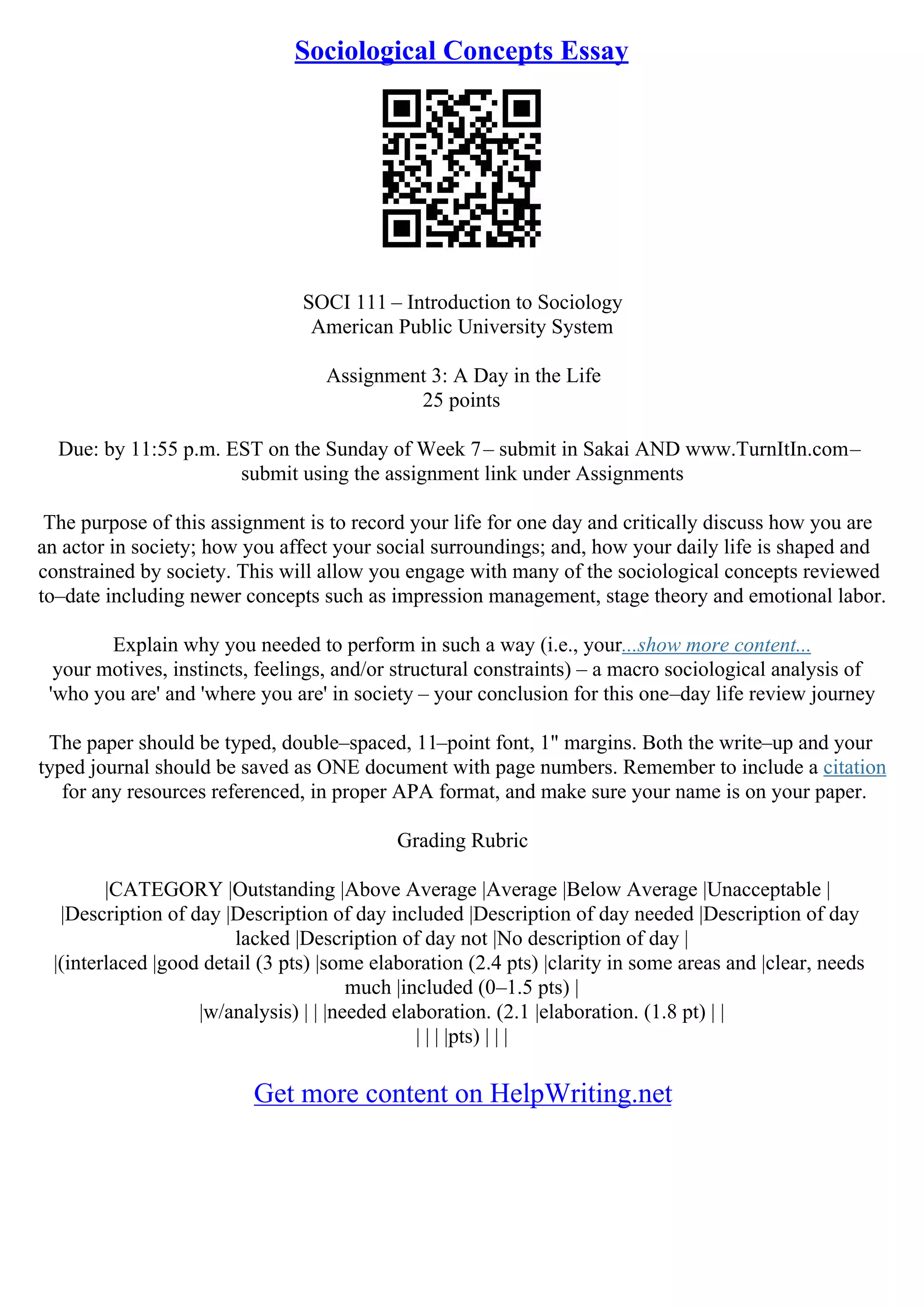 Essay On Sociology | PDF