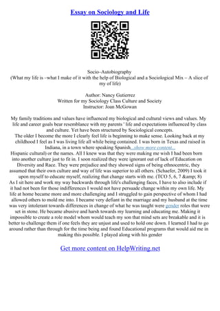 Essay On Sociology | PDF