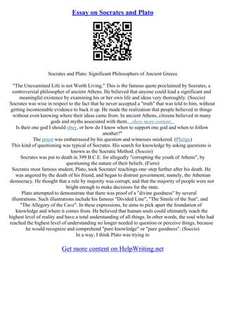 Essay On Socrates | PDF