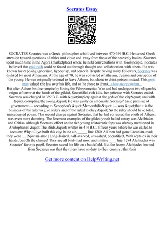 Essay On Socrates | PDF